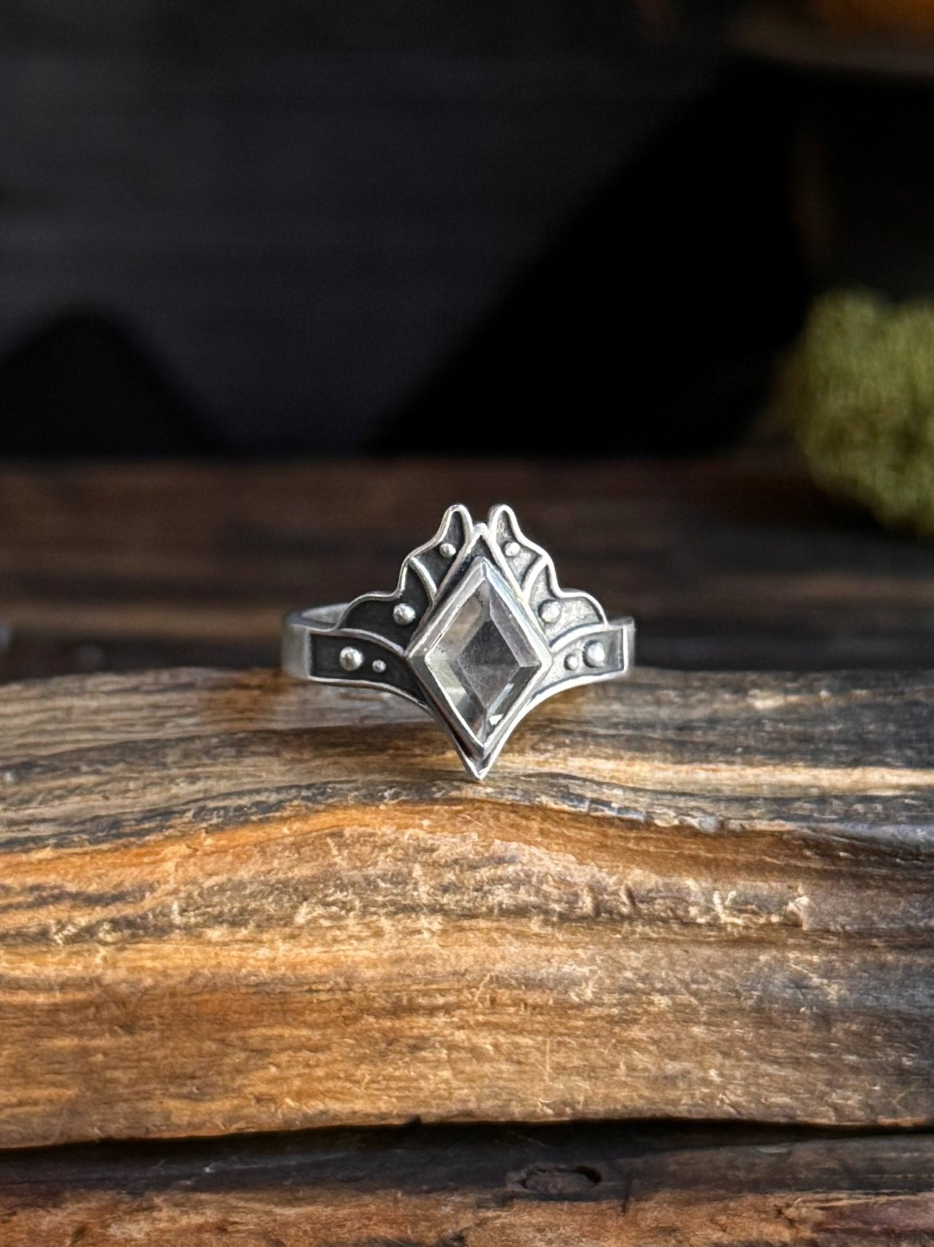 Portal Ring | Faceted Clear Quartz & Sterling Silver – Acid Queen Jewelry